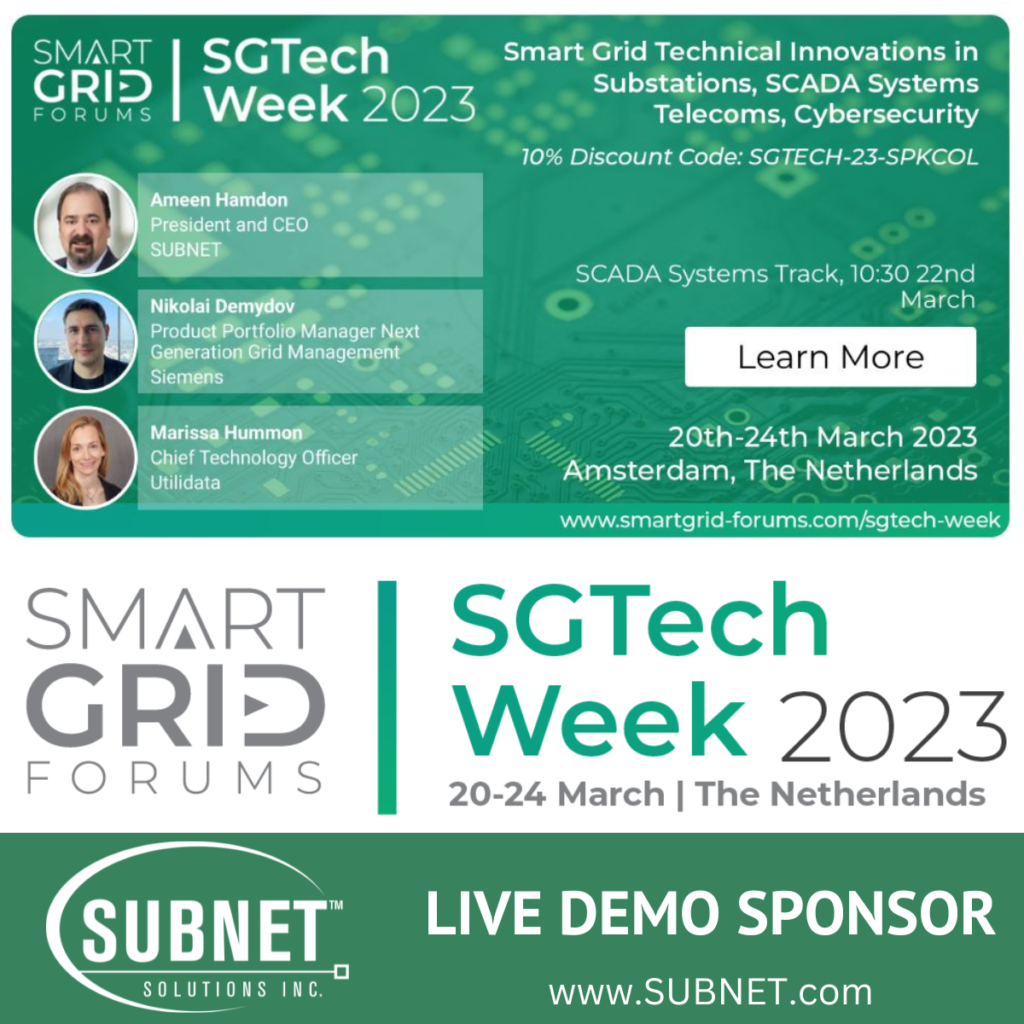 SMART GRID FORUMS SGTech Week 2023 - SUBNET Solutions Inc.